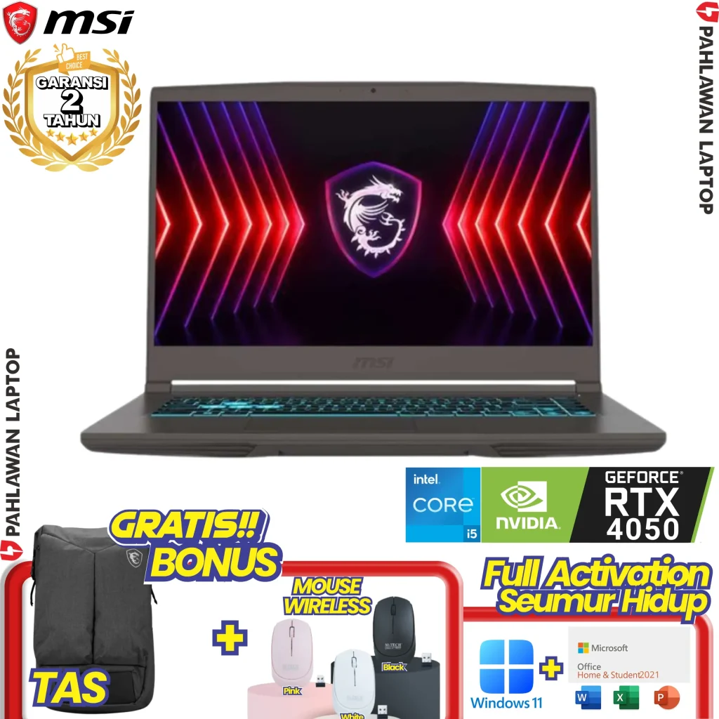 Laptop MSI THIN 15-B13VE GAMING Cosmor Grey - Core i5 13420H VGA NVIDIA ...